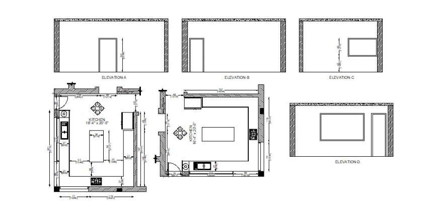 Small kitchen all sided elevation and layout plan cad drawing details ... Small kitchen all sided elevation and layout plan cad drawing details ...