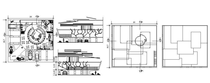 Small restaurant building working plan detail drawing in autocad - Cadbull Small restaurant building working plan detail drawing in autocad - Cadbull