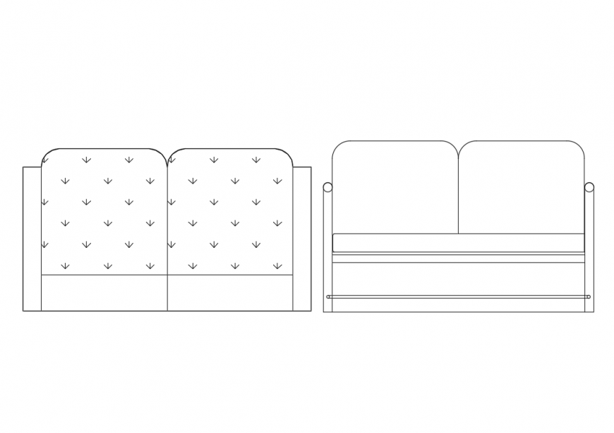 Small sofa top view elevation cad block details dwg file - Cadbull Small sofa top view elevation cad block details dwg file - Cadbull