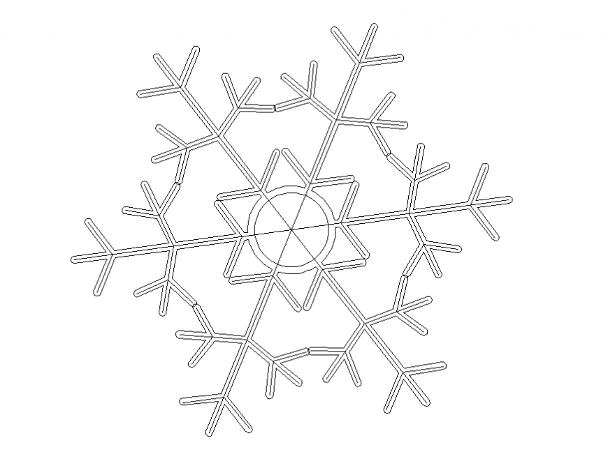 Snow Flake Design Block Cad Drawing Details Dwg File Cadbull