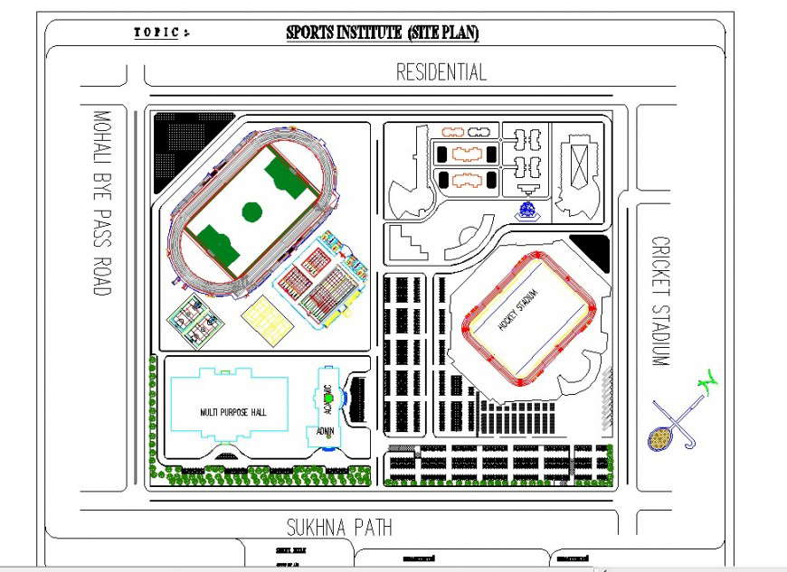Sports Institute Detail 2d View Layout Plan In Autocad Format Cadbull