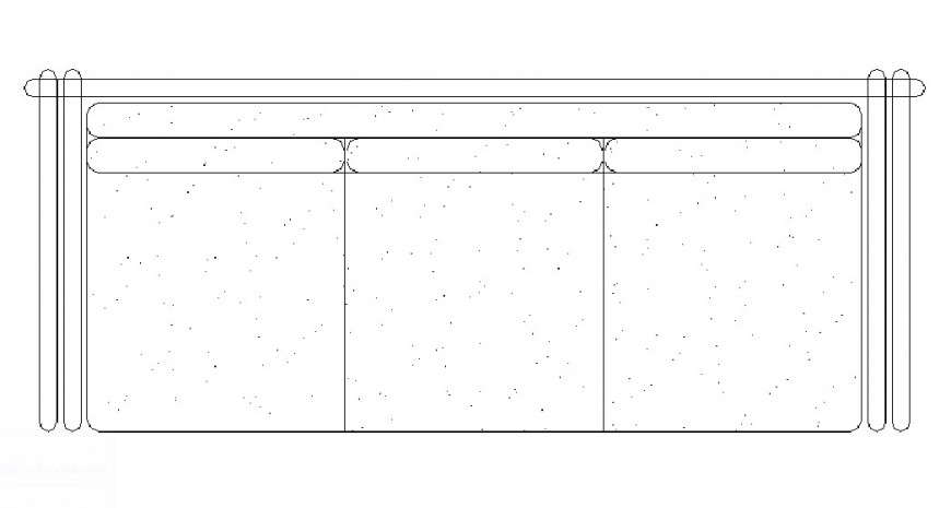 Three seated sofa set block 2d elevation details dwg file - Cadbull