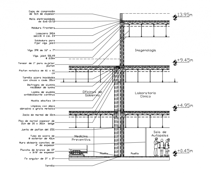 Three story office building constructive facade sectional details dwg ... Three story office building constructive facade sectional details dwg ...