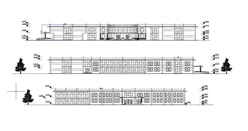 Three story school building all sided elevation cad drawing details dwg ... Three story school building all sided elevation cad drawing details dwg ...