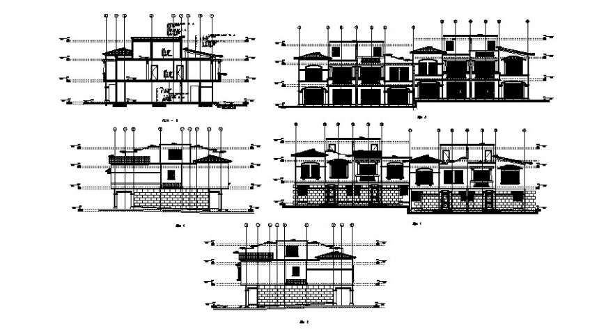 Town house all sided elevation and section cad drawing details dwg file ... Town house all sided elevation and section cad drawing details dwg file ...