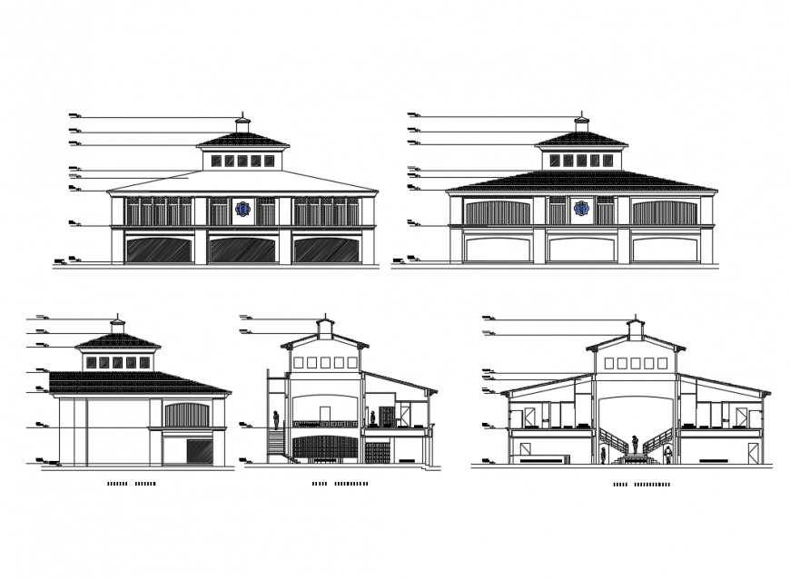 Traditional type club house all sided elevation and sectional details ... Traditional type club house all sided elevation and sectional details ...