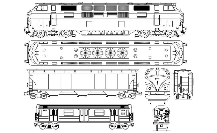 Train elevation drawing 2d view in autocad software - Cadbull