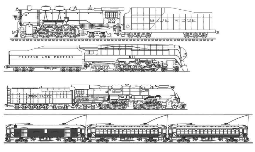 Train with engine elevation and section drawing details dwg file - Cadbull Train with engine elevation and section drawing details dwg file - Cadbull