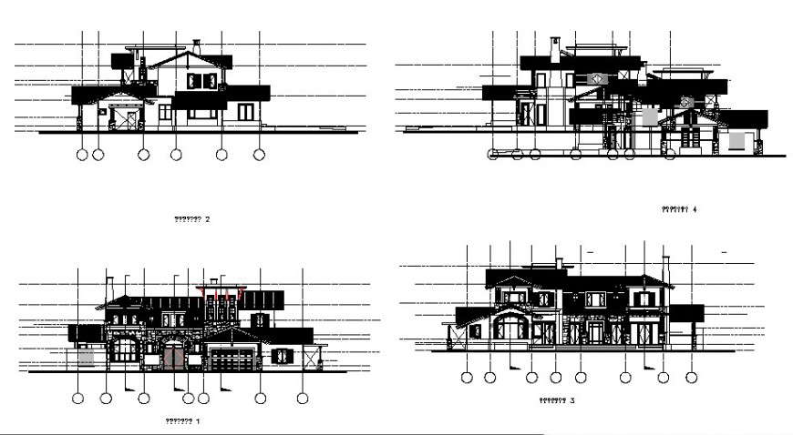 Two-level villa all sided elevation and section details dwg file - Cadbull Two-level villa all sided elevation and section details dwg file - Cadbull