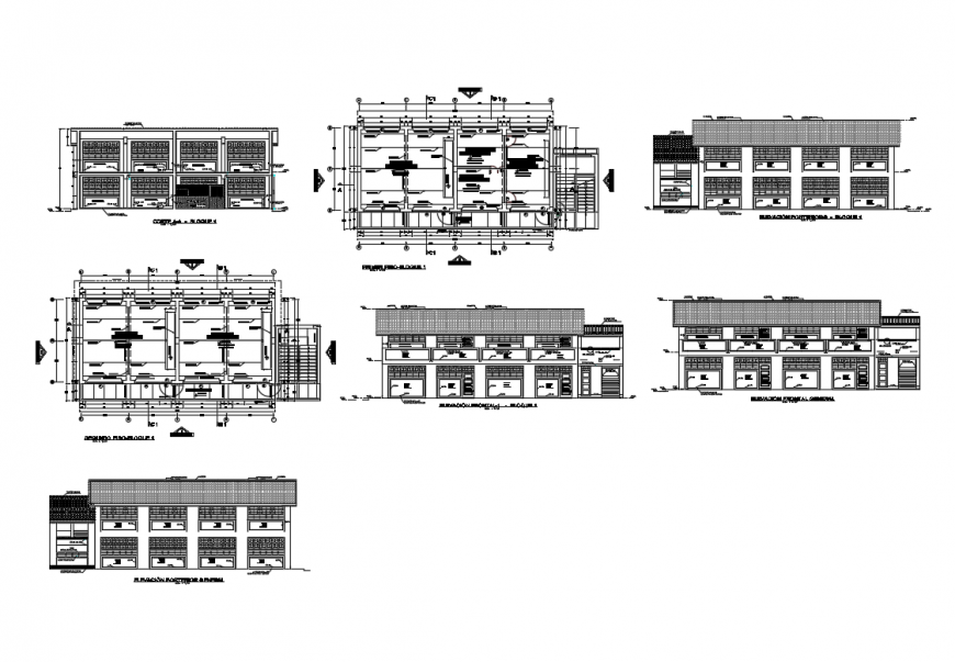 Two-story school building all sided elevation, section and floor plan ... Two-story school building all sided elevation, section and floor plan ...