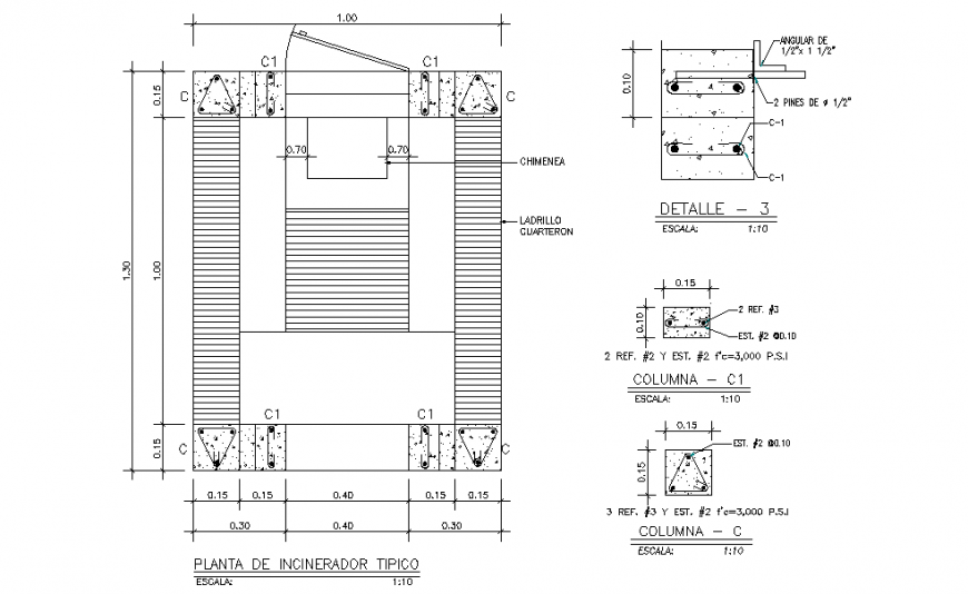 Typical incinerator plan & Section Detail - Cadbull Typical incinerator plan & Section Detail - Cadbull