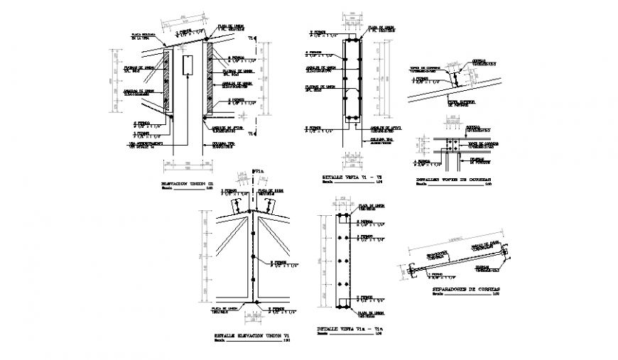 Union elevation, section and constructive shed steel structure cad ...