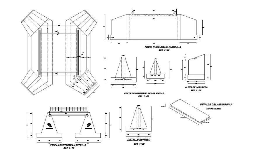 Urban bridge elevation, section and constructive structure drawing ... Urban bridge elevation, section and constructive structure drawing ...