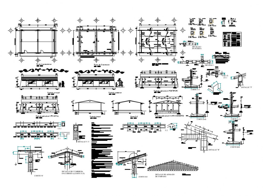 Urban school elevation, section and constructive structure details dwg ... Urban school elevation, section and constructive structure details dwg ...