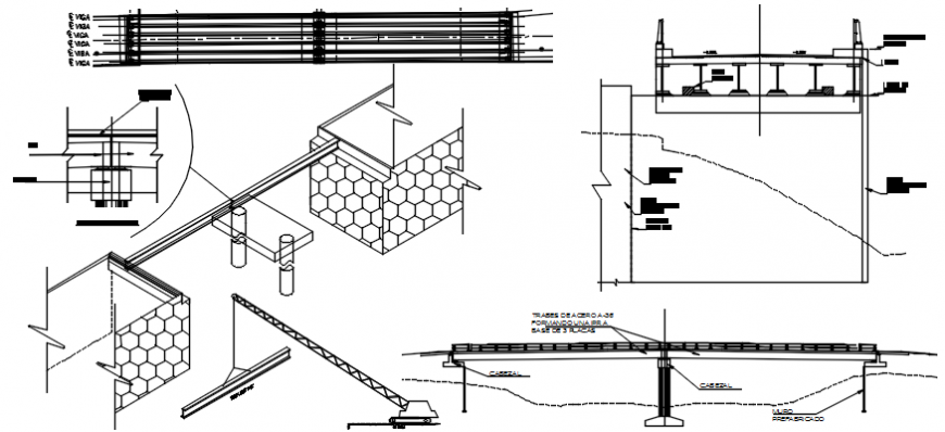 Vehicular bridge elevation, all sided section and construction details ... Vehicular bridge elevation, all sided section and construction details ...