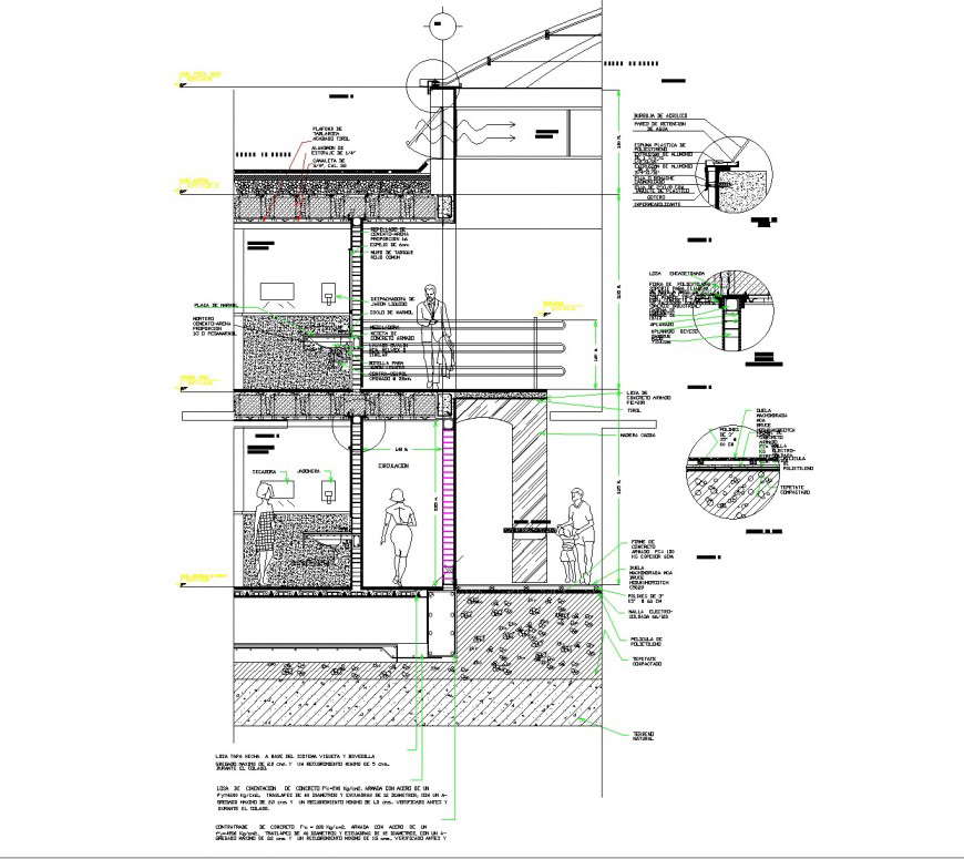 Waffle slab façade section plan dwg file - Cadbull