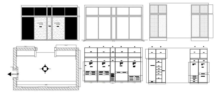 Wardrobe elevation, section, plan and carpentry for master bedroom dwg ... Wardrobe elevation, section, plan and carpentry for master bedroom dwg ...