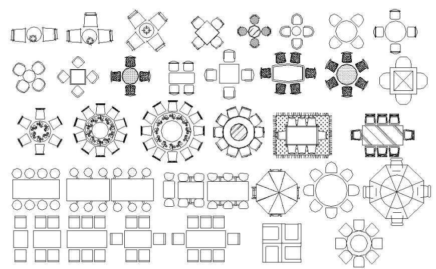 Wooden multiple dining table elevation blocks drawing details dwg file ...